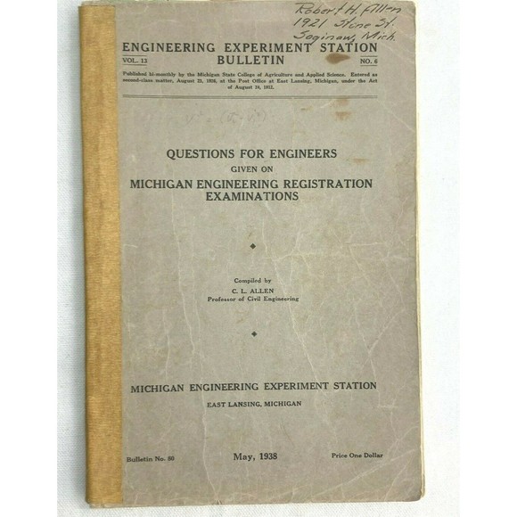 Other | Engineering Experiment Station Bulletin Michigan May 1938 ...